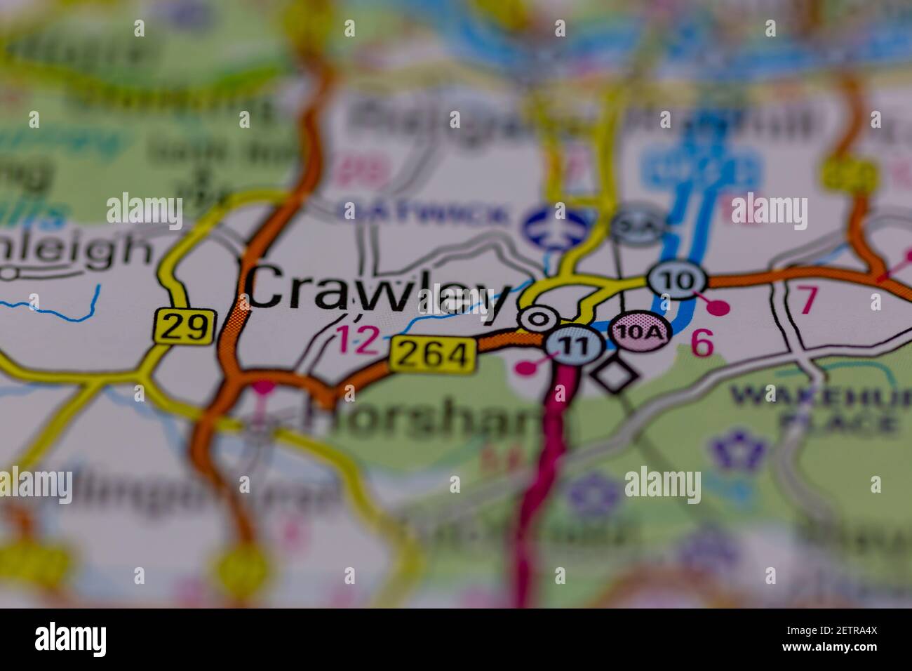 Crawley Shown on a road map or Geography map and atlas Stock Photo - Alamy