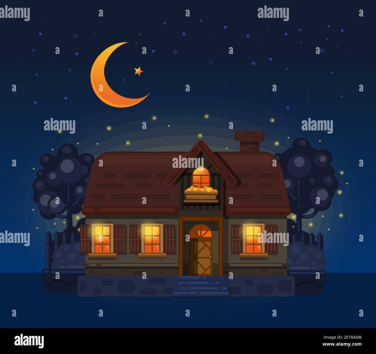 Village night Stock Vector Images - Alamy
