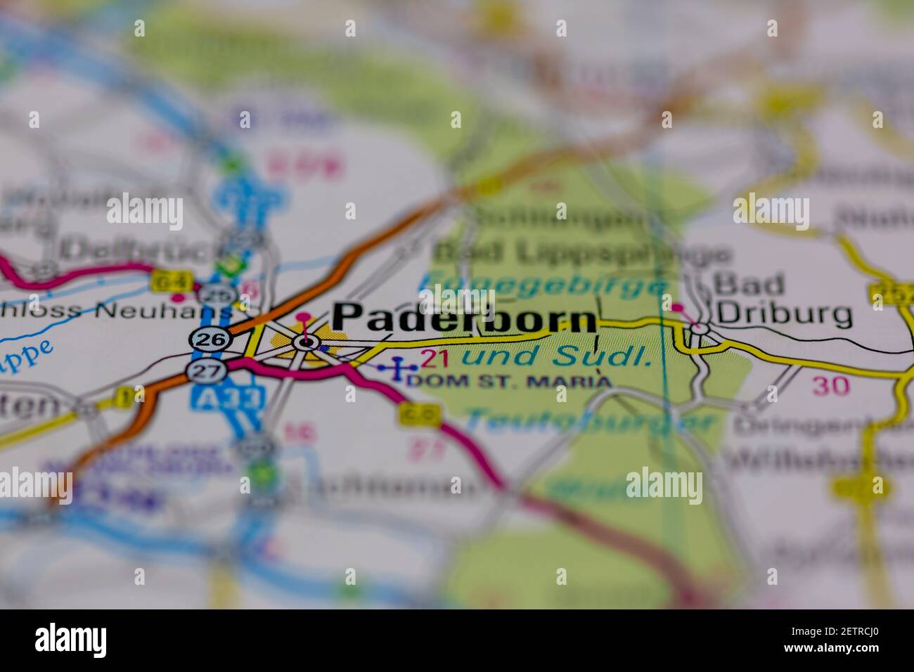Padderborn Shown on a road map or Geography map and atlas Stock Photo ...