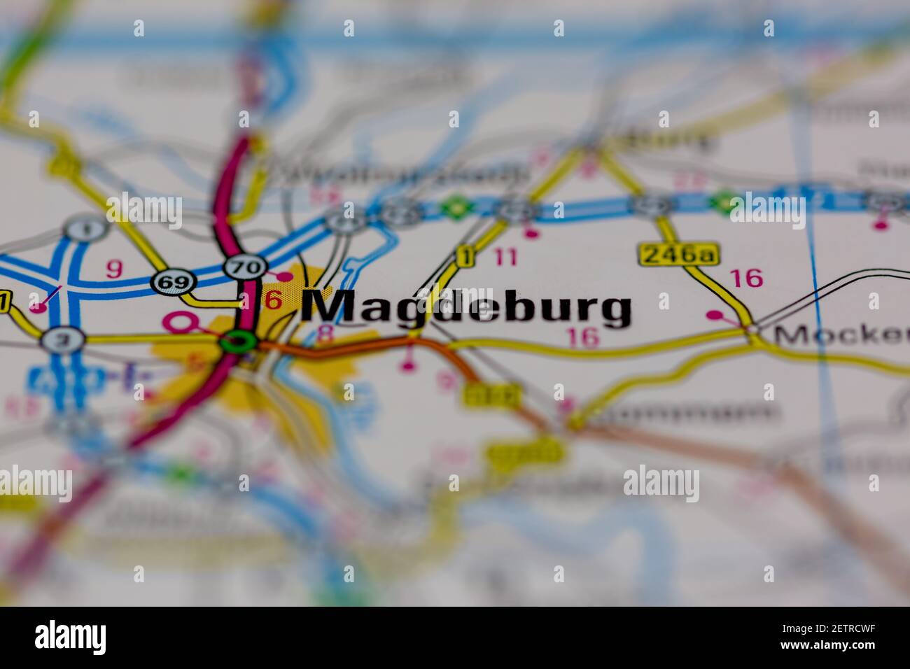 Magdeburg Shown on a road map or Geography map and atlas Stock Photo ...