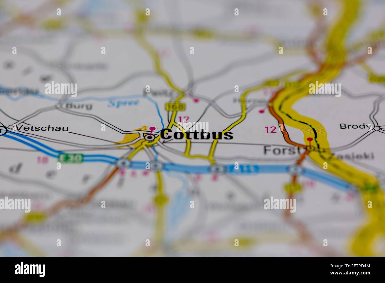 Cottbus Shown on a road map or Geography map and atlas Stock Photo - Alamy