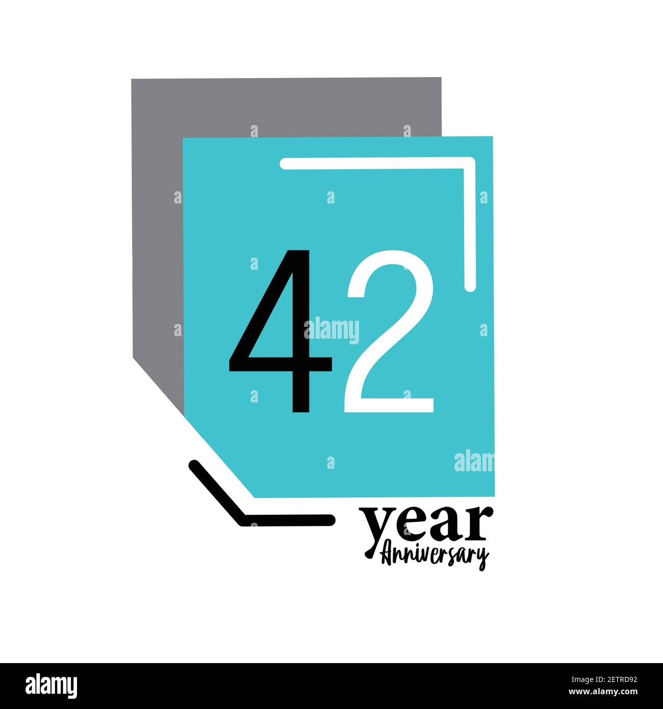 42 Year Anniversary Vector Template Design Illustration Blue Box ...