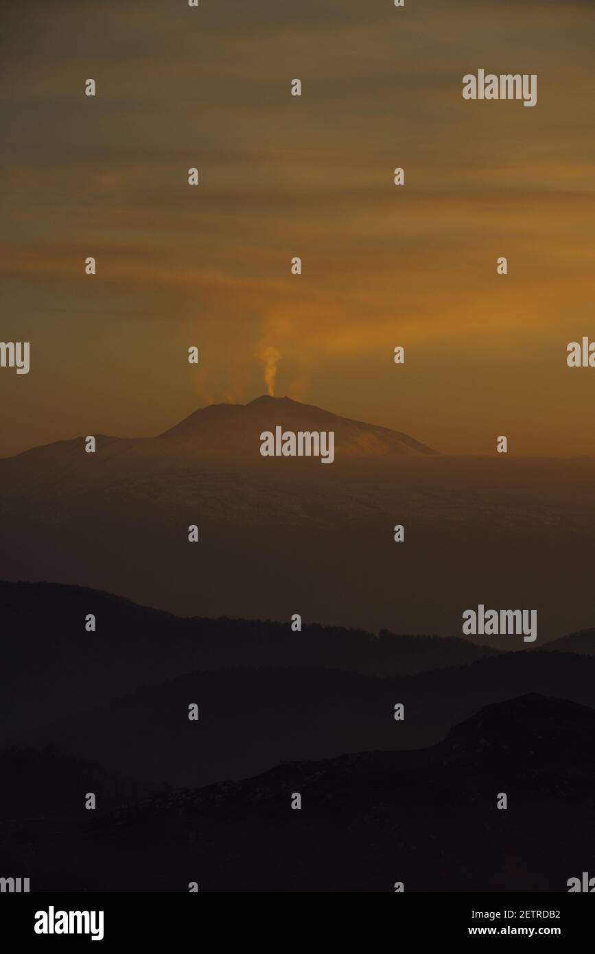 sunset at Argimusco mount Etna Sicily Stock Photo - Alamy