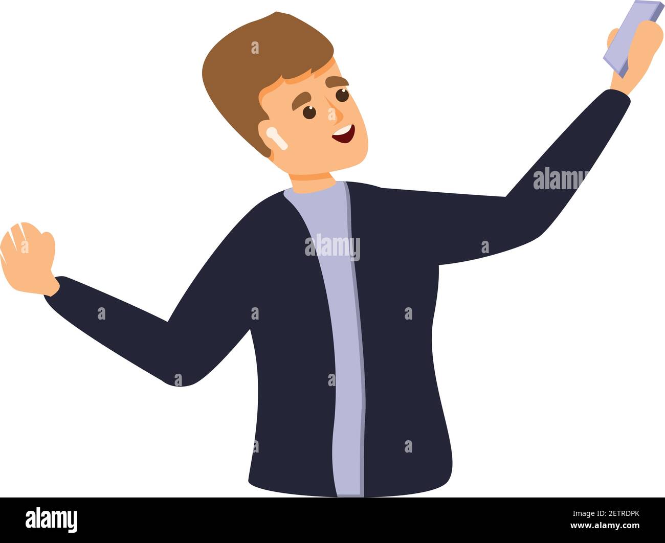 Boy using smartphone icon. Cartoon of boy using smartphone vector icon ...