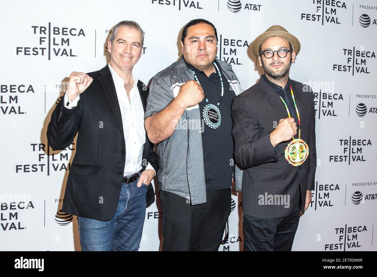 (L-R) Myron Dewey, Josh Fox, and James Spione attend the 2017 Tribeca ...