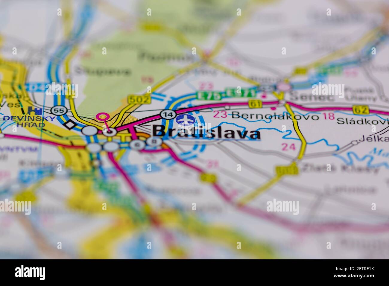 Bratislava Shown on a road map or Geography map and atlas Stock Photo ...