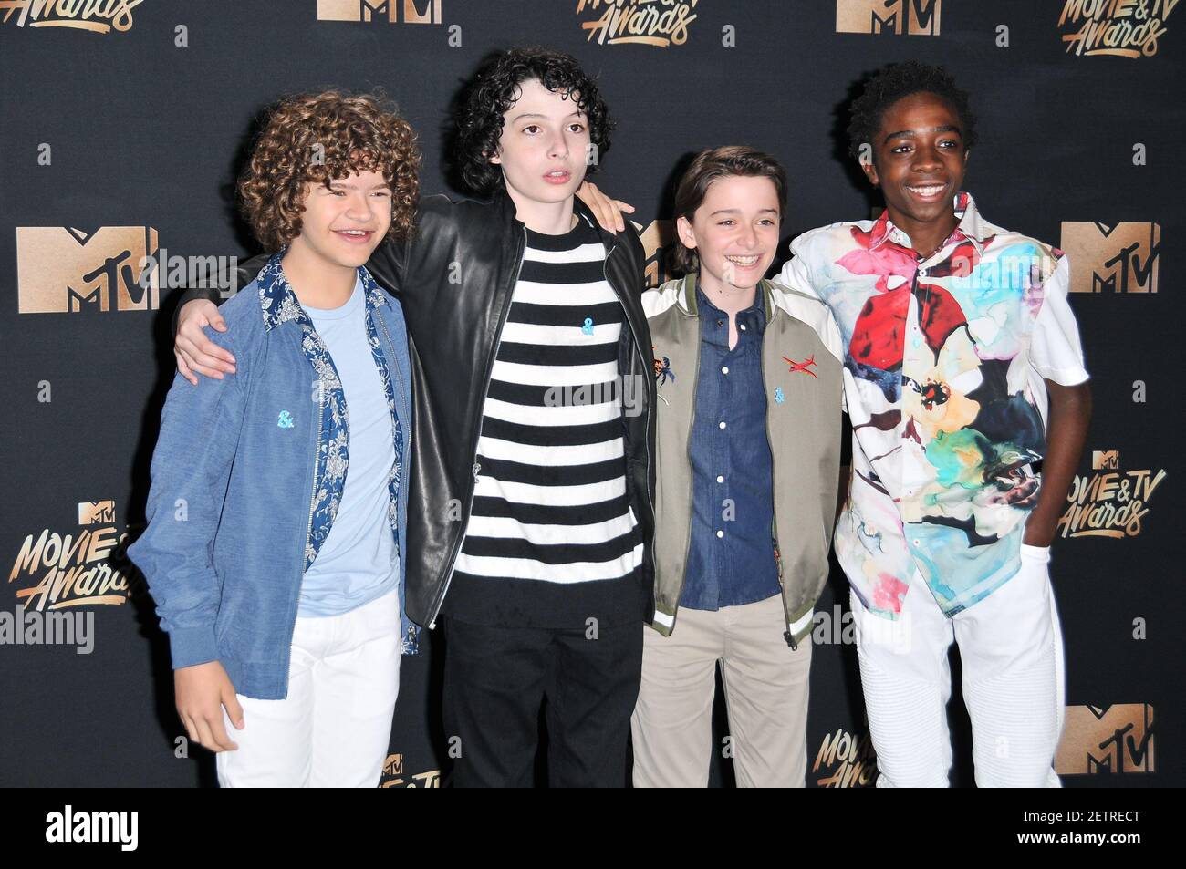 Gaten Matarazzo, Finn Wolfhard, Caleb McLaughlin, Noah Schnapp at the 2017 MTV Movie And TV ...