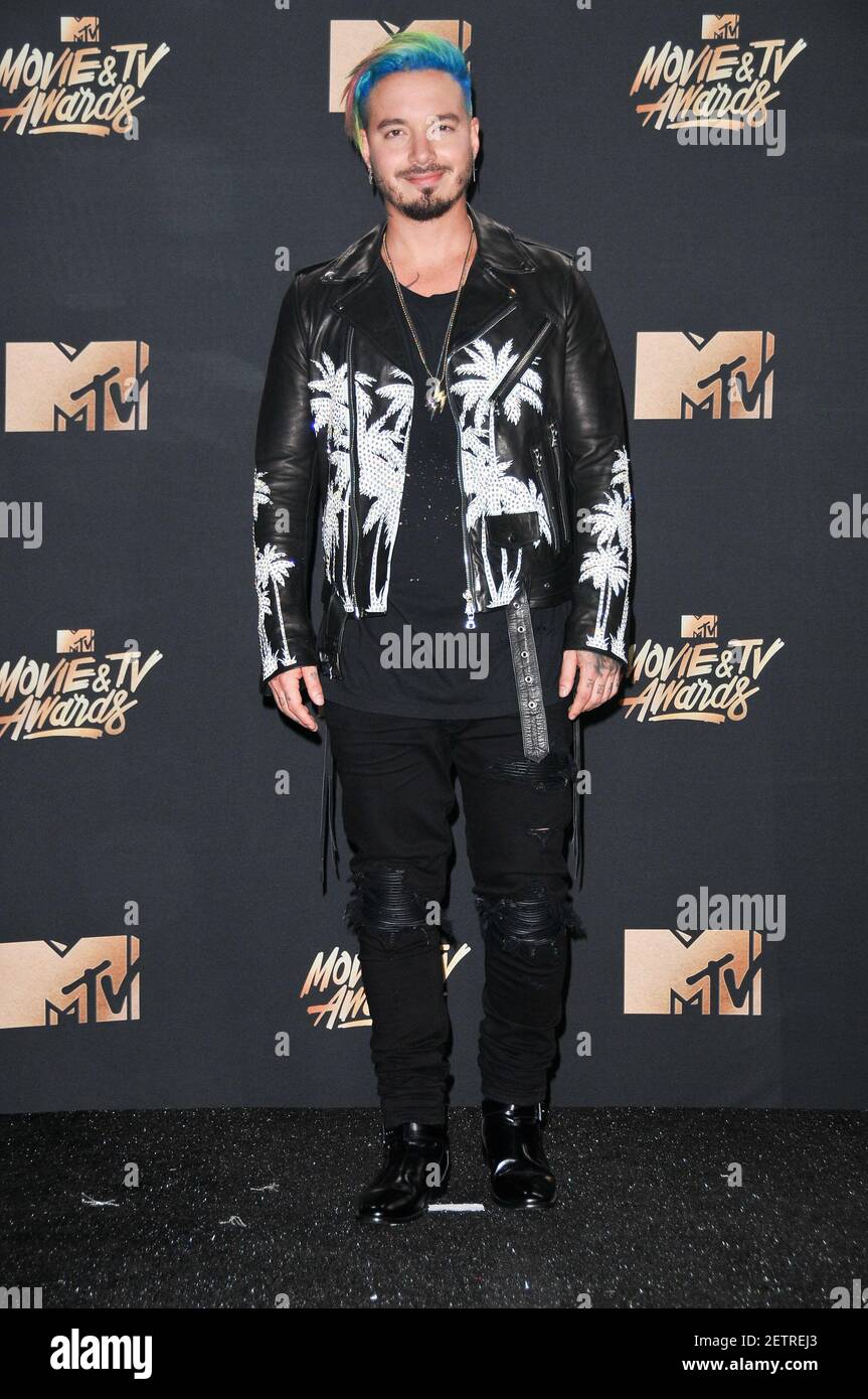 J Balvin at the 2017 MTV Movie And TV Awards Press Room held at The ...