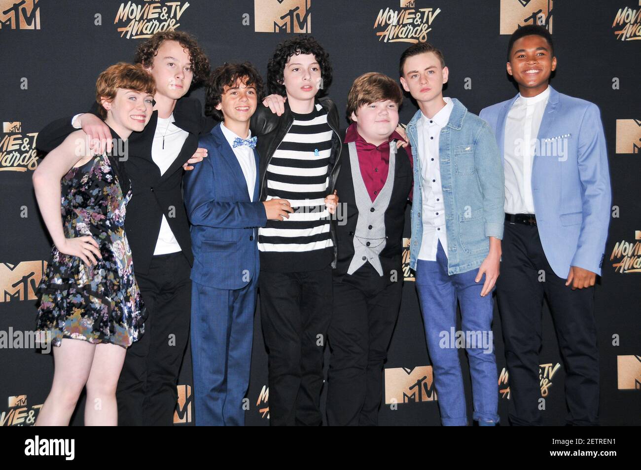 The cast of IT at the 2017 MTV Movie And TV Awards Press Room held at ...
