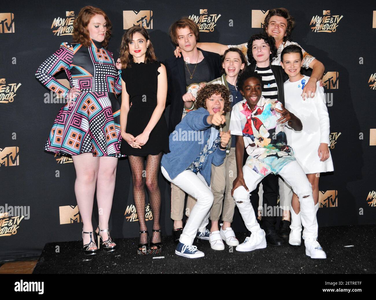 Cast of Stranger Things at the 2017 MTV Movie And TV Awards Press Room ...