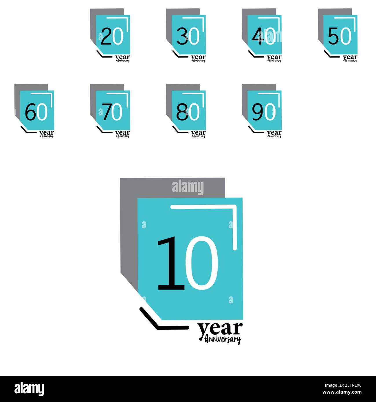 Set 10 Year Anniversary Vector Template Design Illustration Blue Box ...