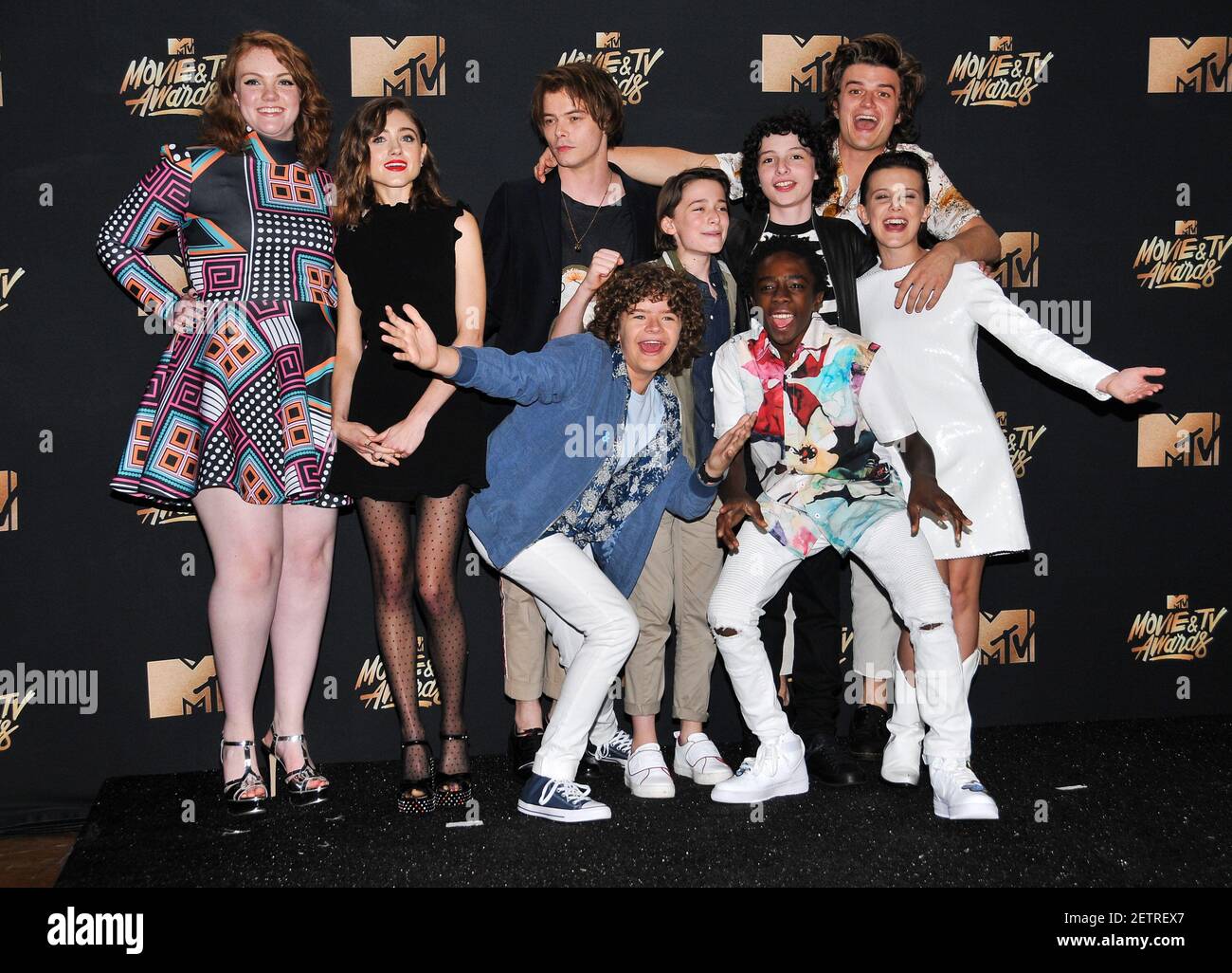 Cast of Stranger Things at the 2017 MTV Movie And TV Awards Press Room ...
