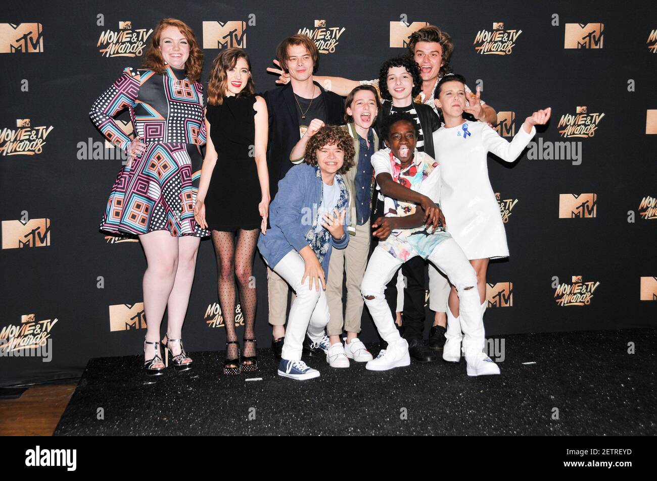 Cast of Stranger Things at the 2017 MTV Movie And TV Awards Press Room ...