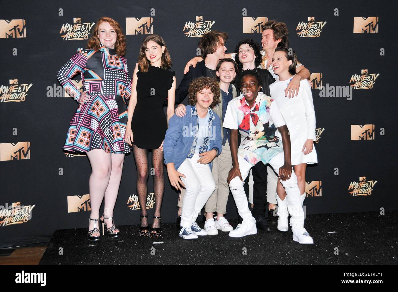 Cast of Stranger Things at the 2017 MTV Movie And TV Awards Press Room ...