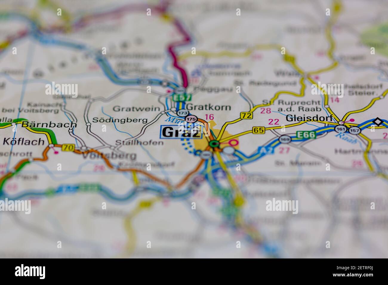 Graz Shown on a road map or Geography map and atlas Stock Photo - Alamy