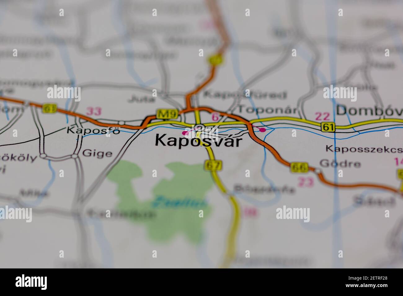 Kaposvar Shown on a road map or Geography map and atlas Stock Photo - Alamy