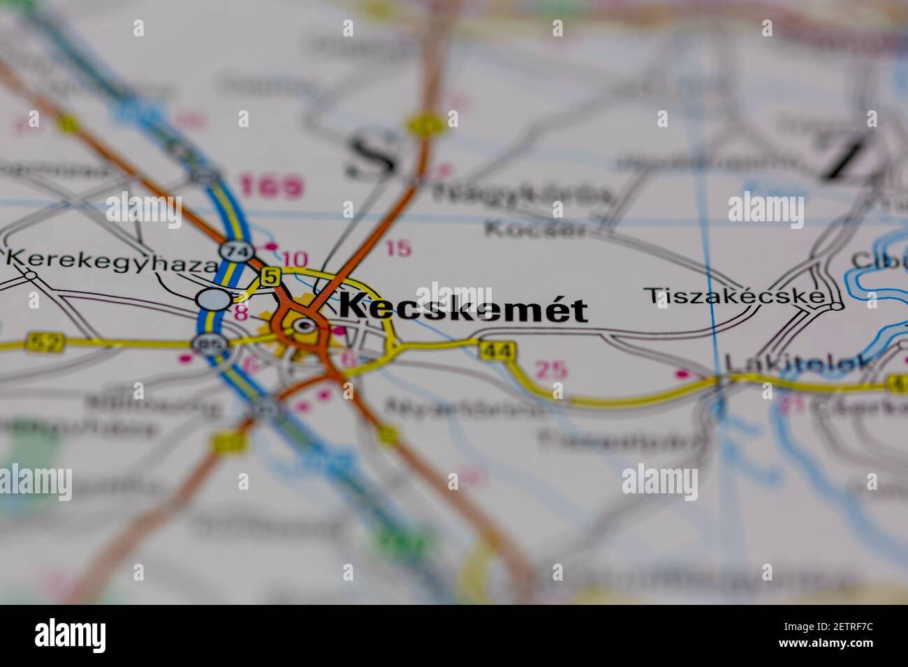 Kecskemet Shown on a road map or Geography map and atlas Stock Photo ...