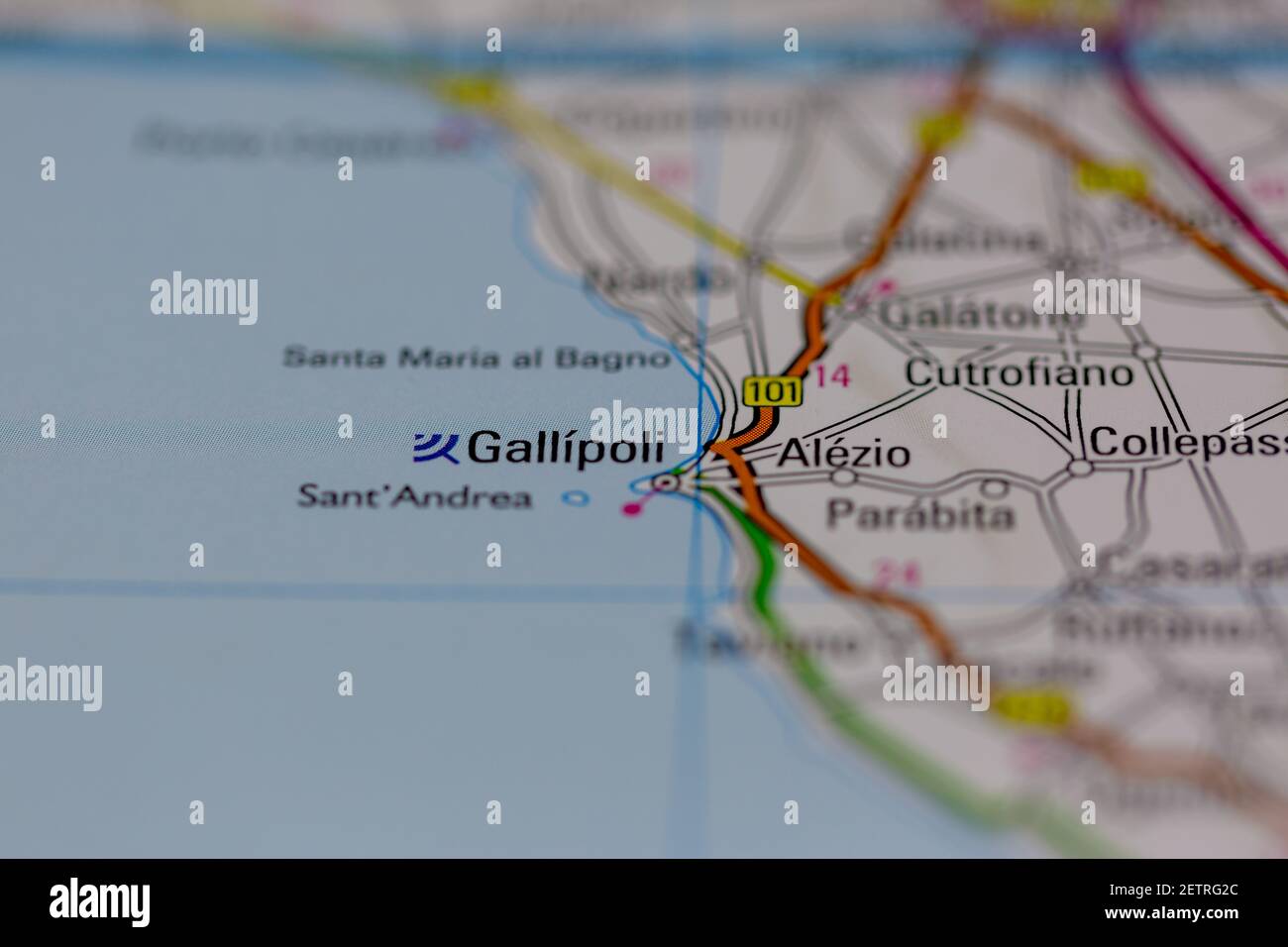 Gallipoli Shown on a road map or Geography map and atlas Stock Photo ...