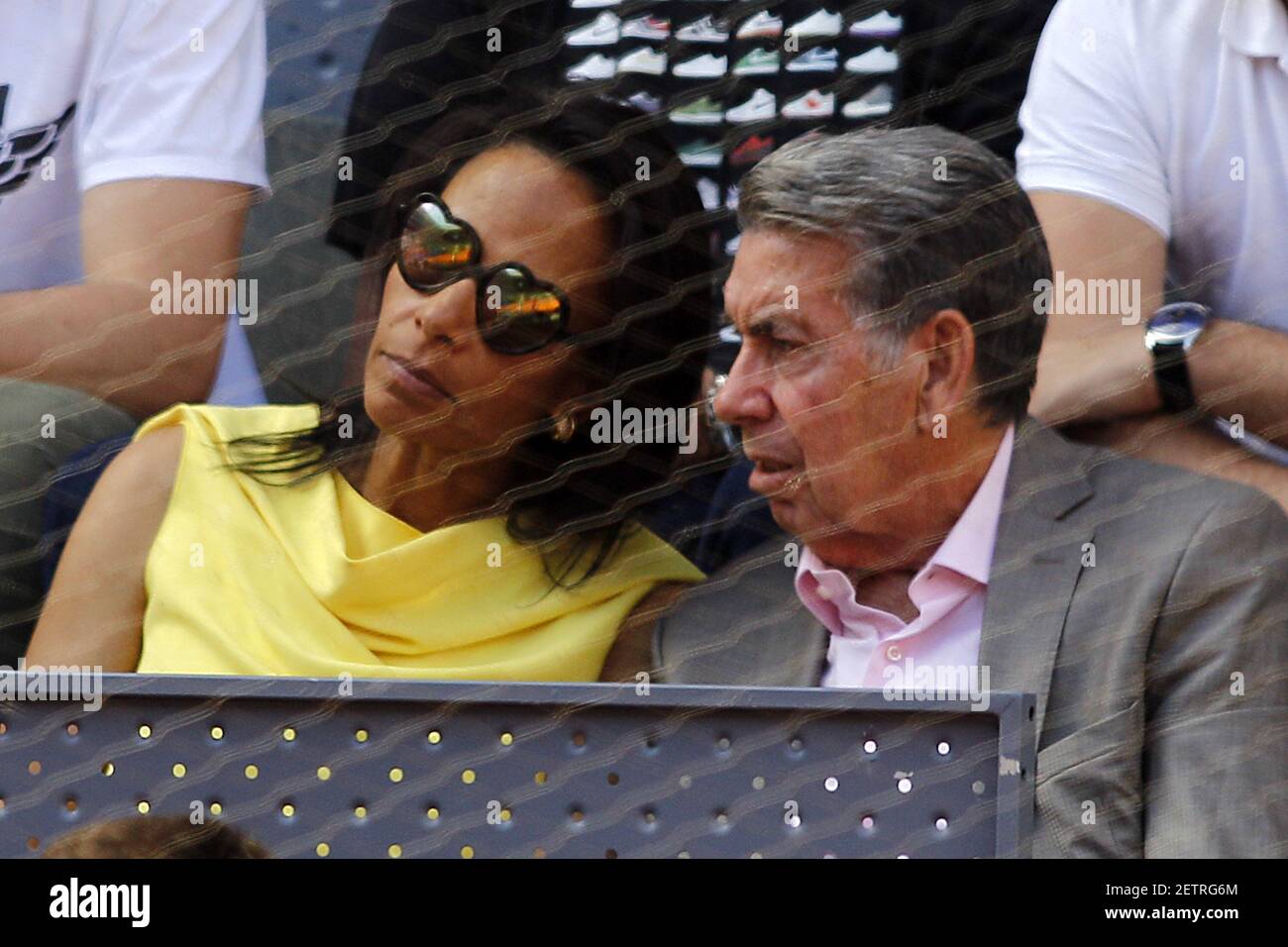 Spanish tennis legend Manolo Santana with his wife during Madrid Open ...