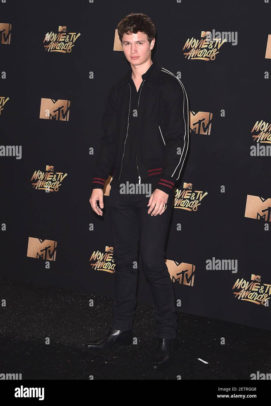 LOS ANGELES, CA - May 7: Ansel Elgort in the photo room at the 2017 MTV ...