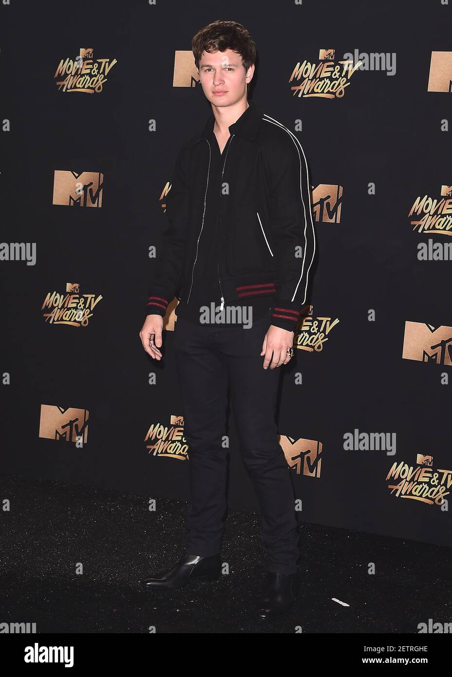LOS ANGELES, CA - May 7: Ansel Elgort in the photo room at the 2017 MTV ...