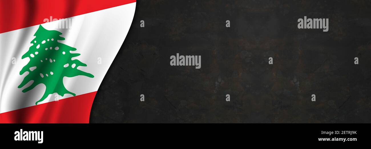 Lebanon flag on concrete wall. Banner with fabric texture of the flag ...