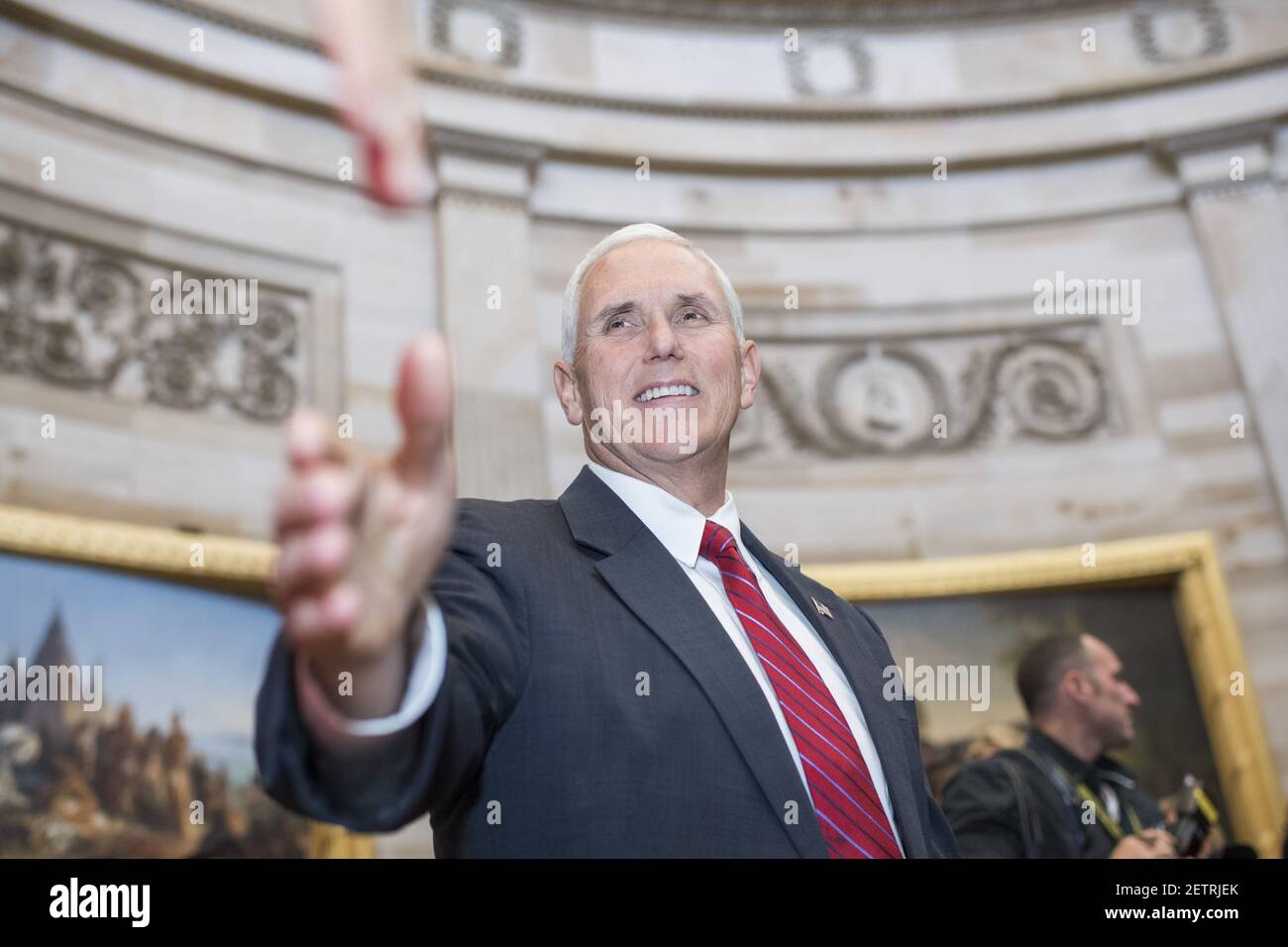 UNITED STATES - MAY 9: Vice President Mike Pence greets visitors in the ...