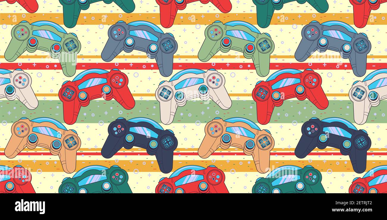 Seamless Retro pattern with joysticks. Video game controller gaming ...