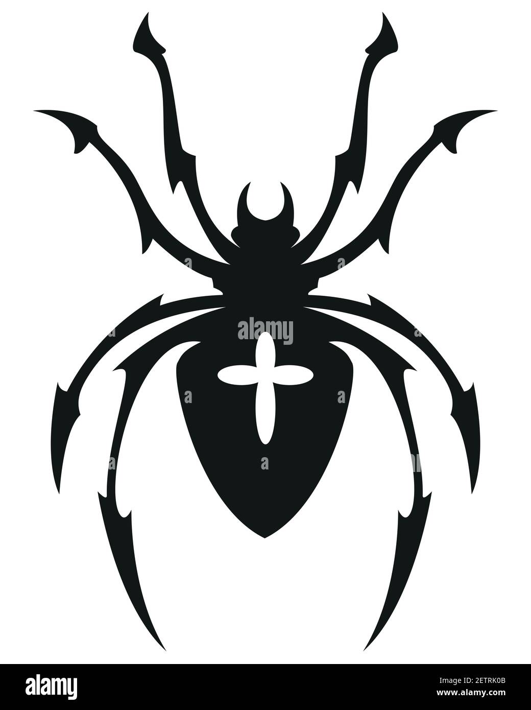 cross spider shape symbol - black and white vector tattoo illustration ...