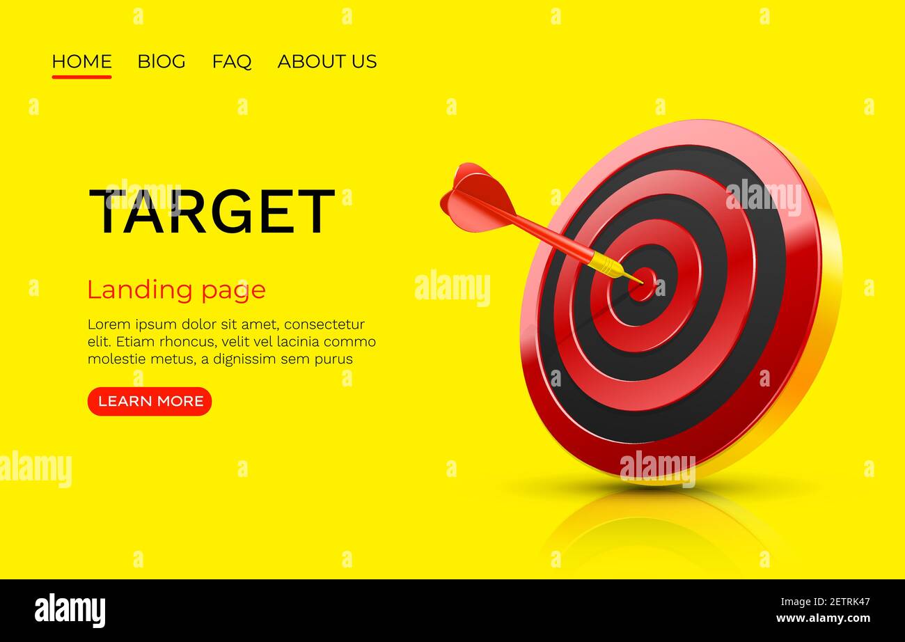 Target landing page, banner business 3d icon. Vector illustration Stock ...