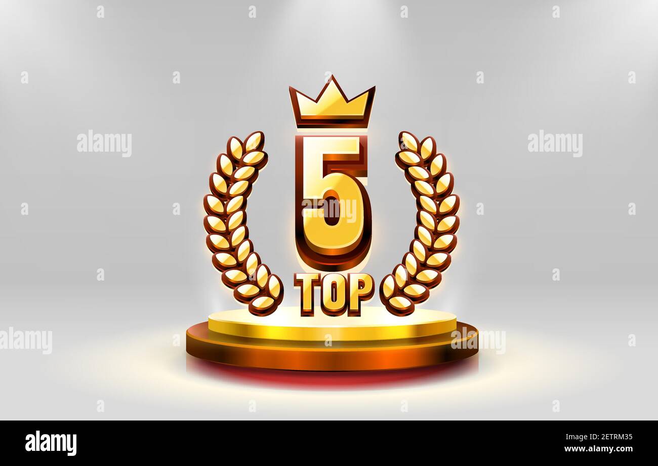 Top 5 best podium award sign, golden object. Vector illustration Stock ...