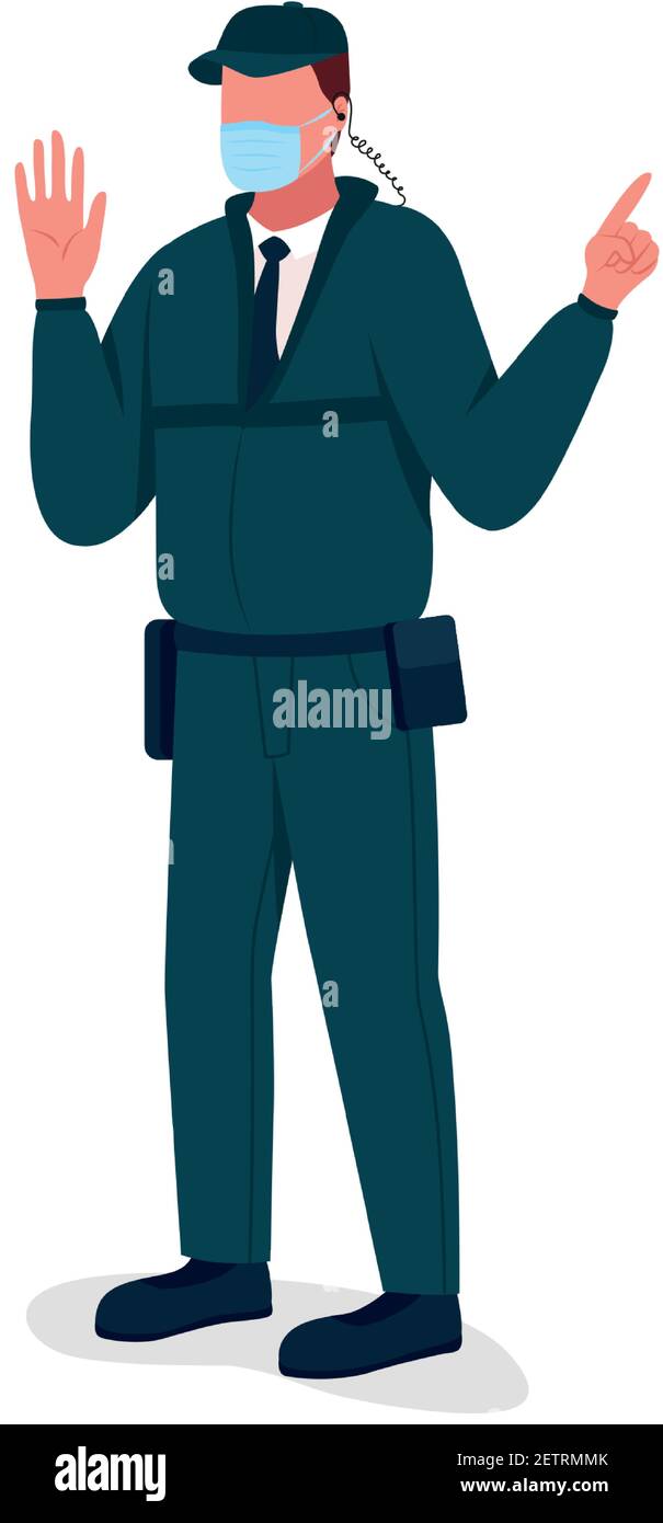 Covid security guard flat color vector faceless character Stock Vector ...