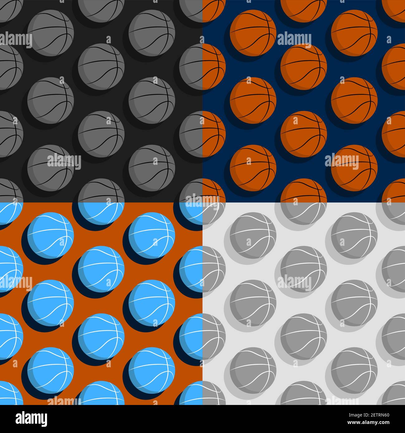set of seamless patterns with basketball balls. Team sports, active ...