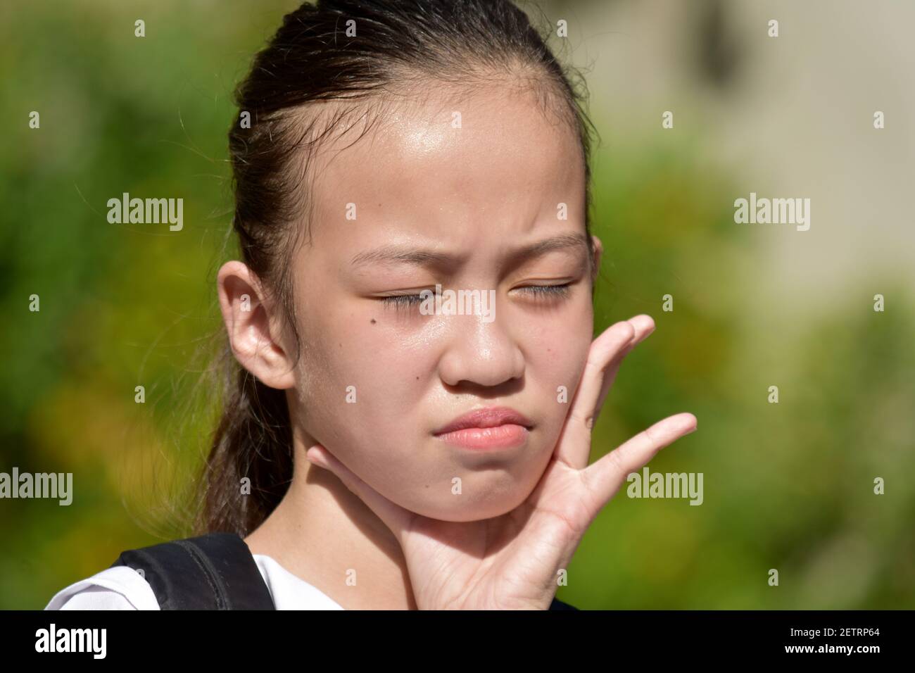 Beautiful Minority Student Teenager School Girl With Toothache Stock ...