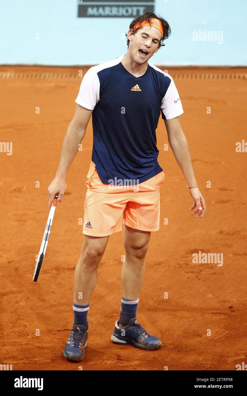 Dominic Thiem, Austria, dejected during Madrid Open Tennis 2017 match ...
