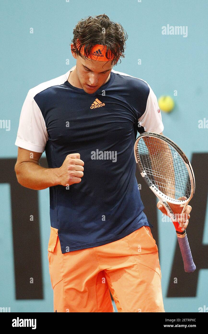 Dominic Thiem, Austria, celebrates during Madrid Open Tennis 2017 match ...