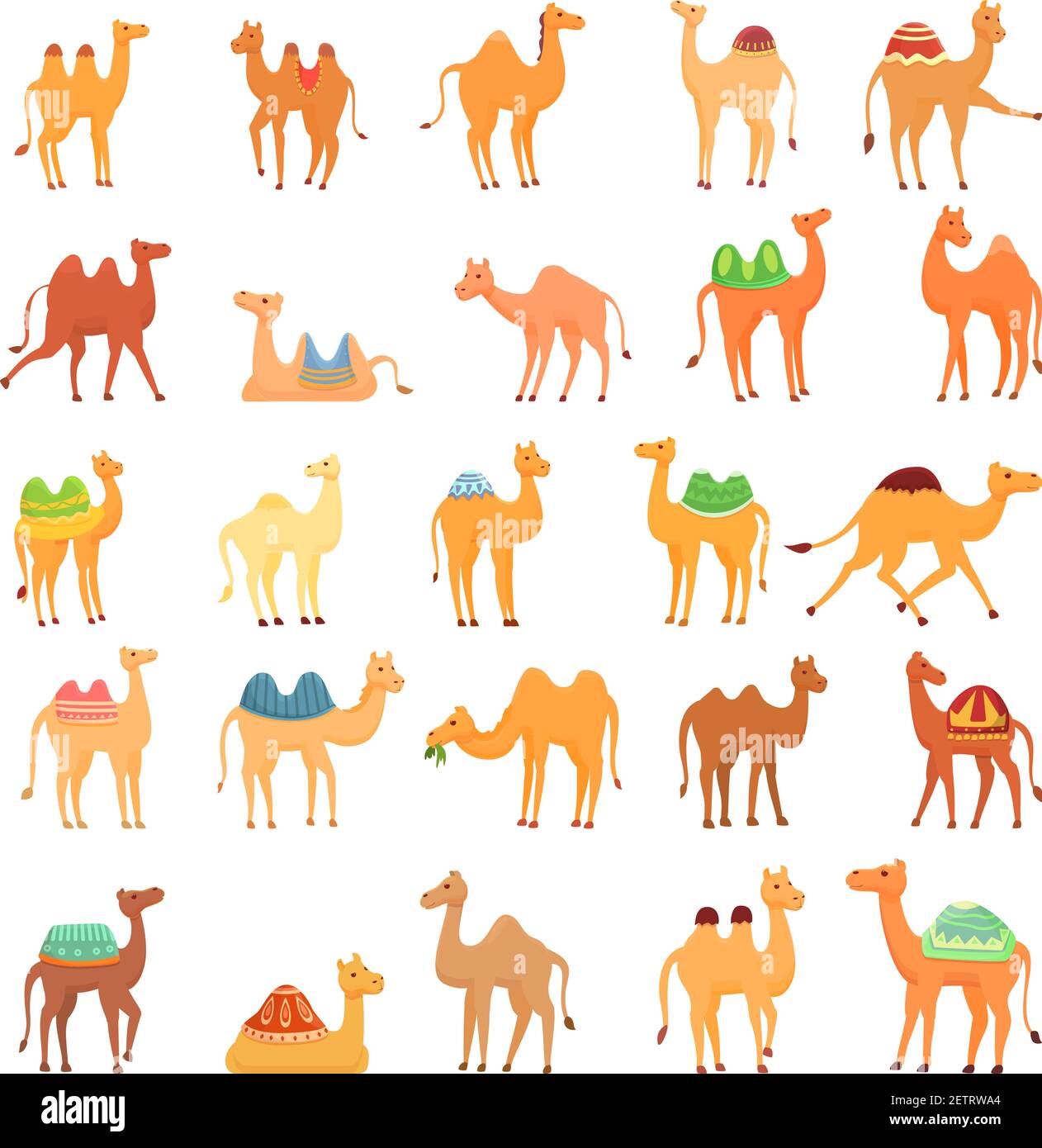 Camel icons set. Cartoon set of camel vector icons for web design Stock ...