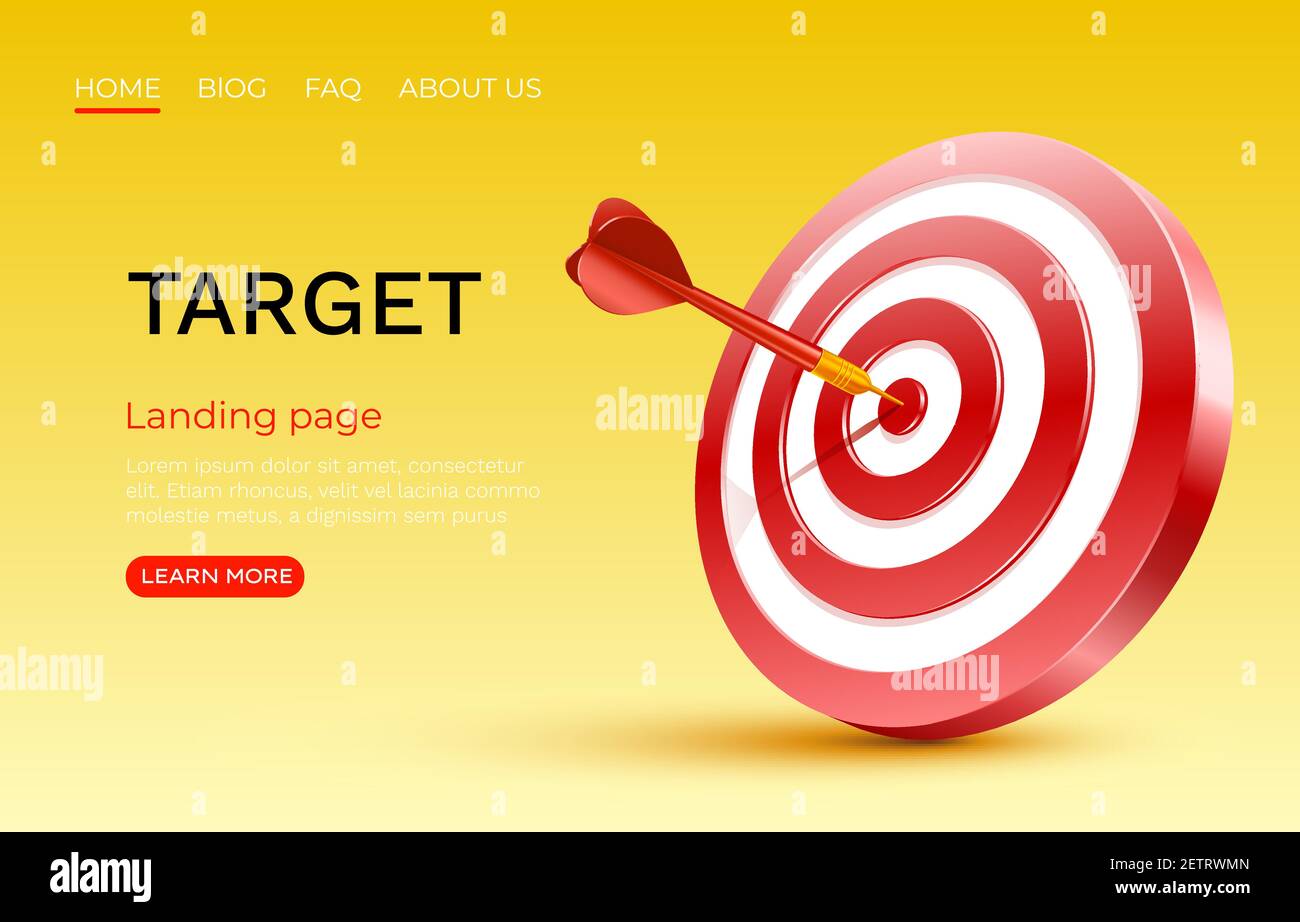 Target landing page, banner business 3d icon. Vector illustration Stock ...