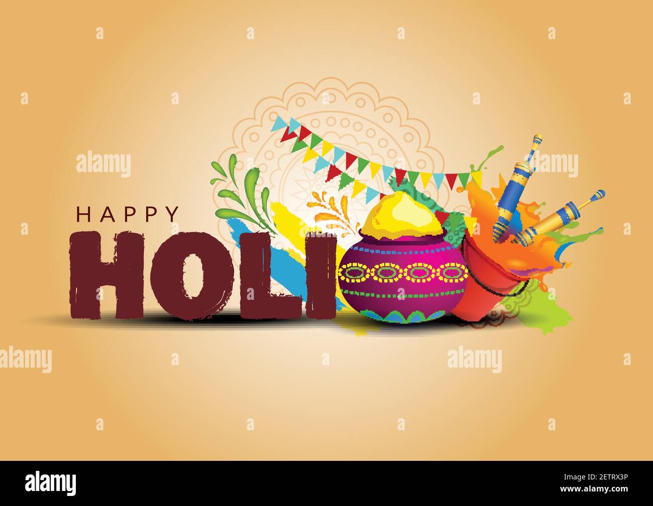 happy Holi, poster, banner, template. stylish letter with holi elements ...
