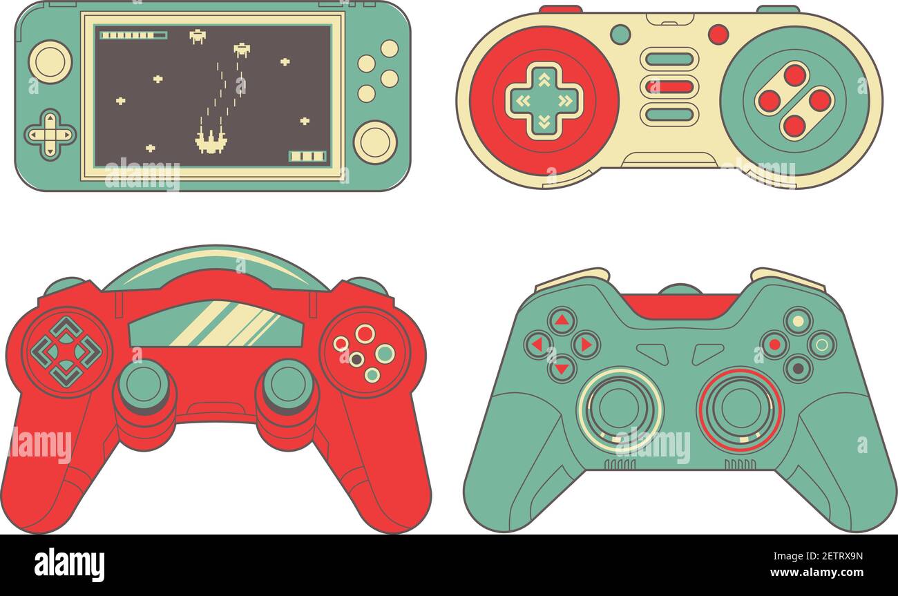 Seamless bright set with joysticks. Video game controller gaming cool print for boys and girls ...