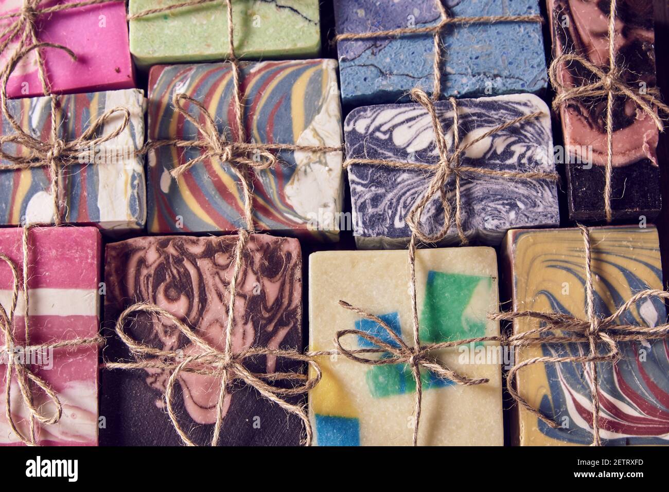 Full frame natural handmade soap as a backdrop. Organic products ...