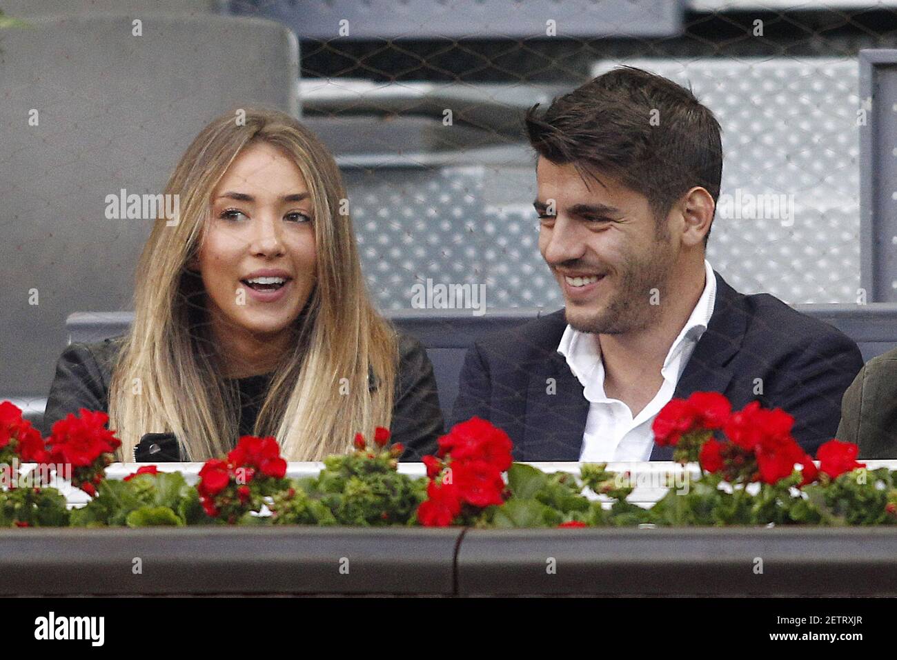 Real Madrid's Alvaro Morata (r) with his girlfriend Alice Campello ...