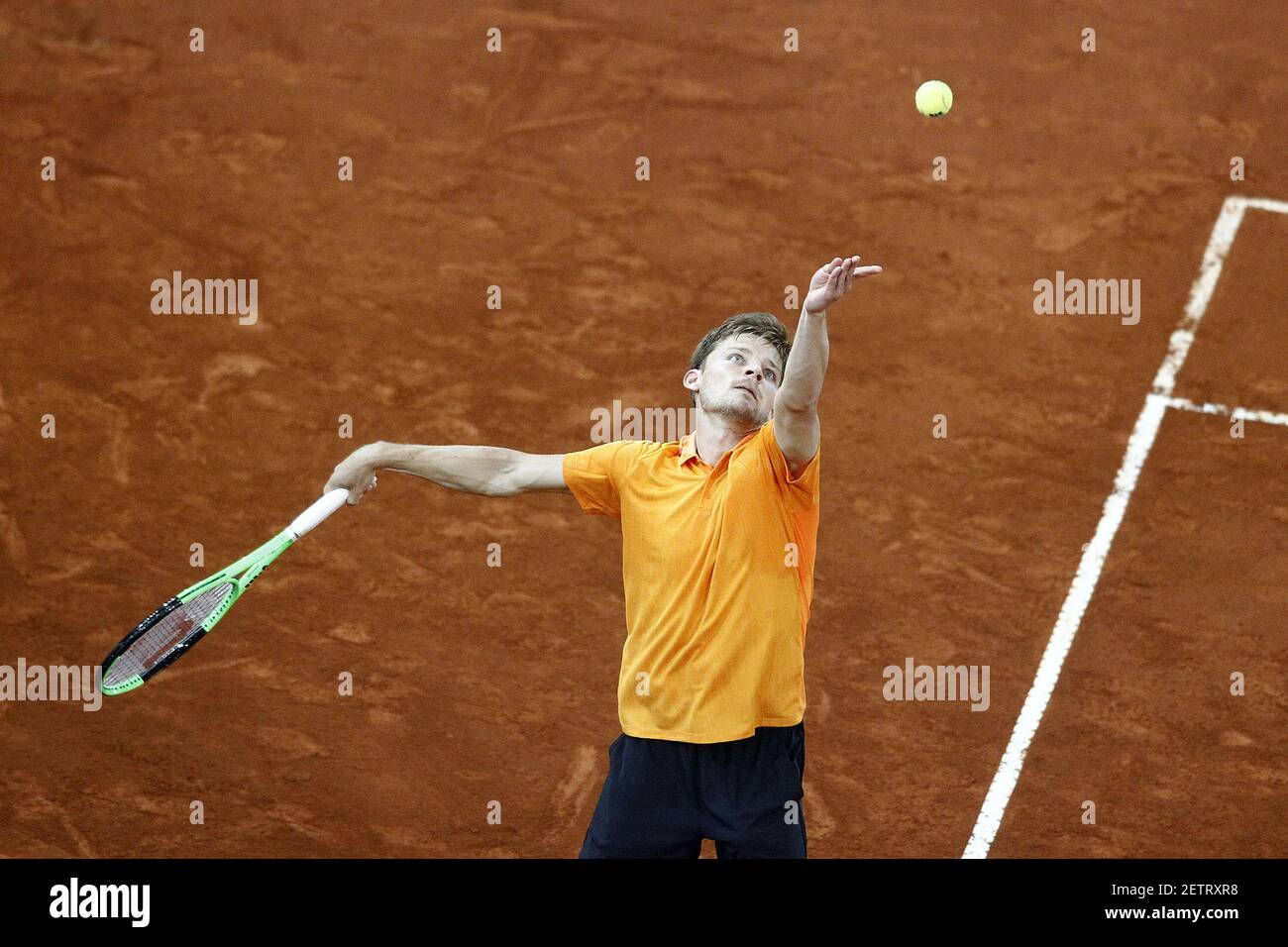 David Goffin, Belgium, during Madrid Open Tennis 2017 match. May 12 ...