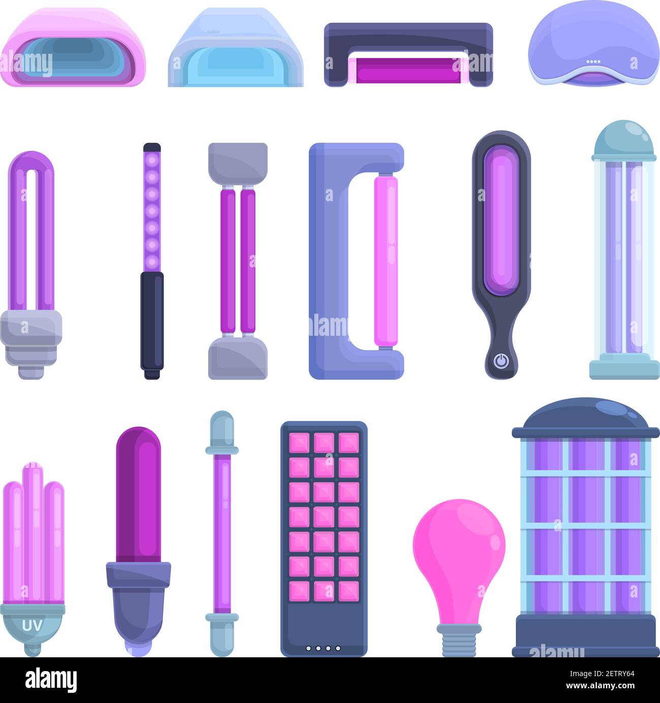 UV lamp icons set. Cartoon set of UV lamp vector icons for web design ...