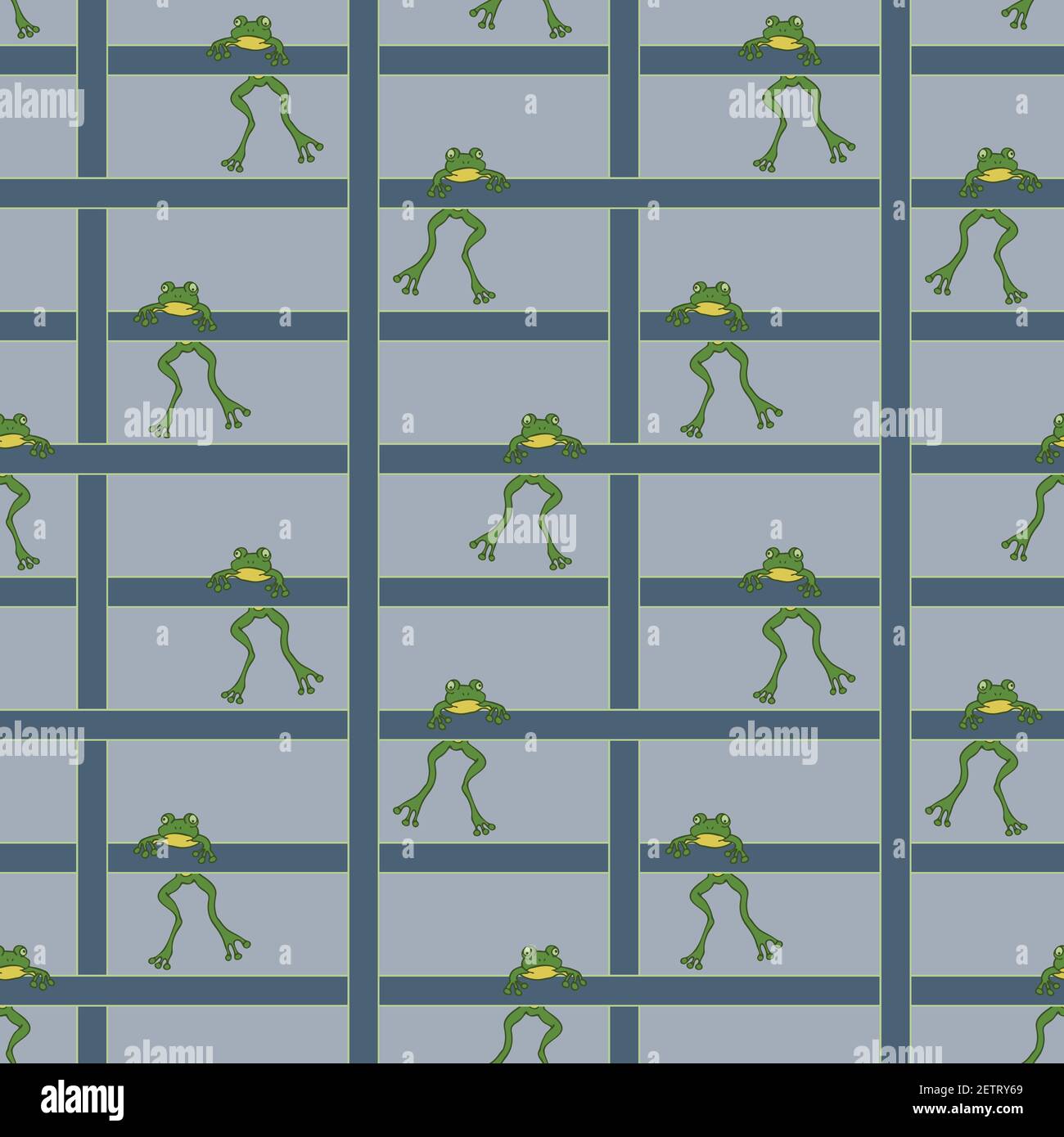 Seamless vector pattern with hanging frogs on blue background. Funny ...