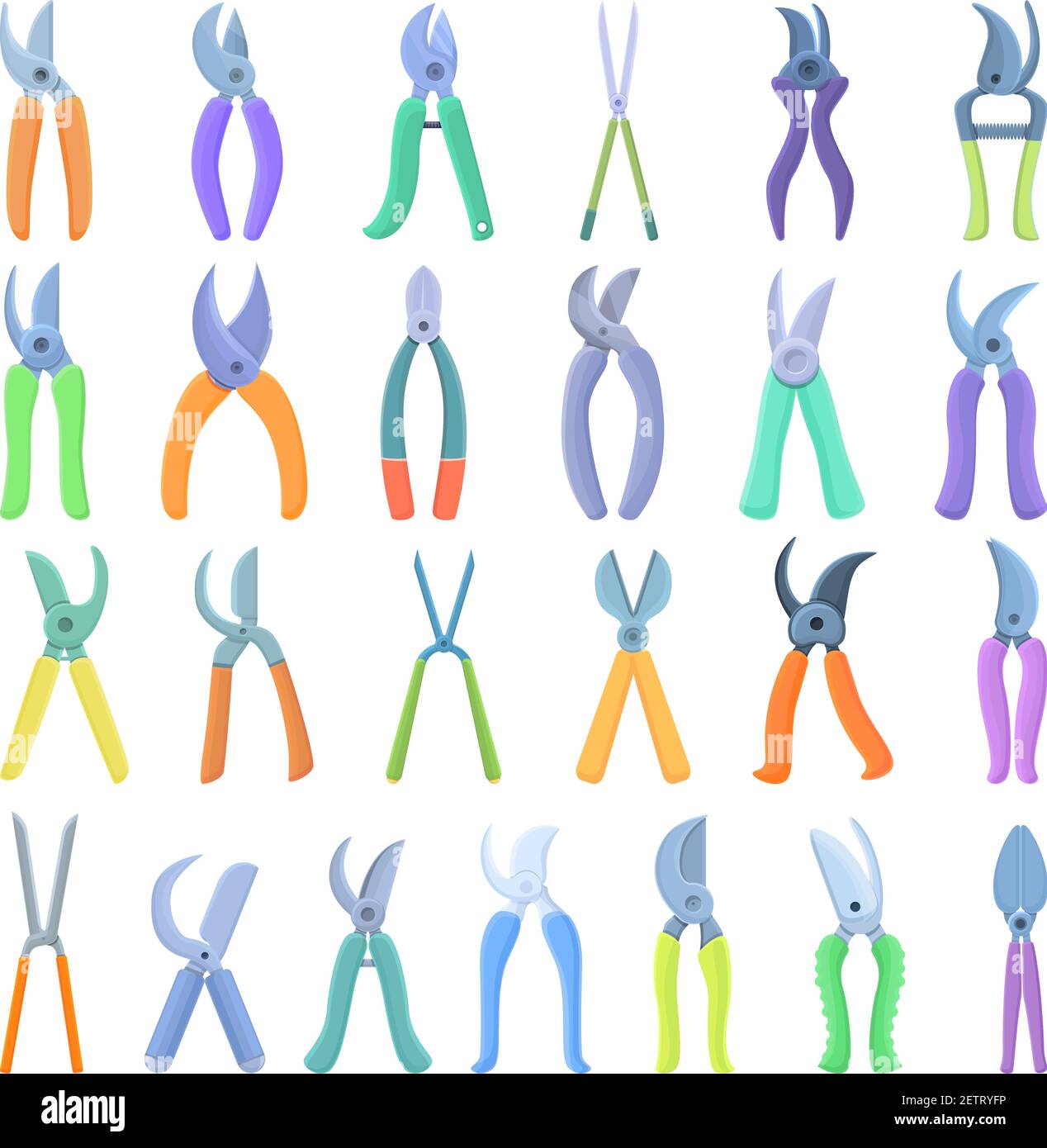 Secateurs icons set. Cartoon set of secateurs vector icons for web ...