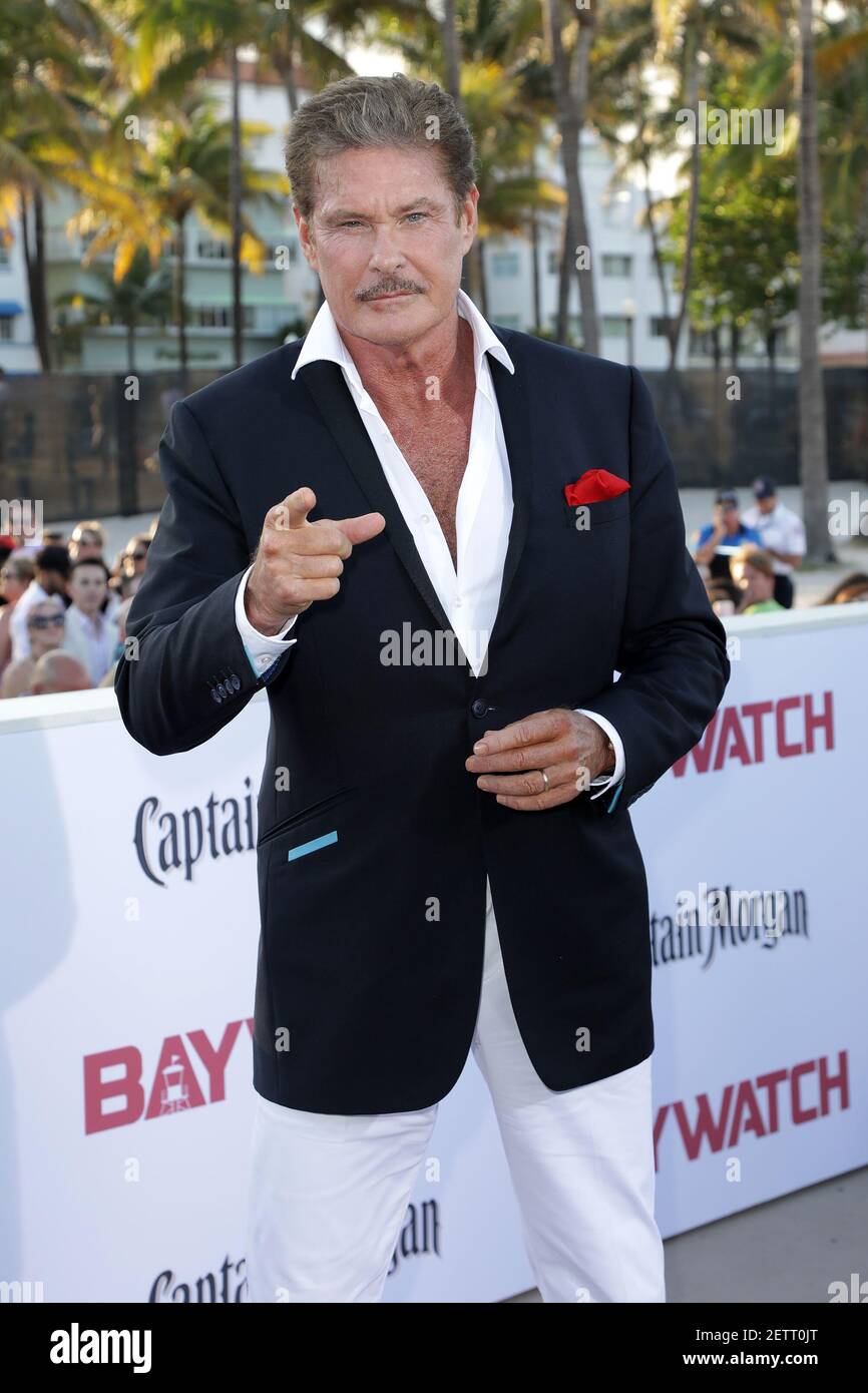 David Hasselhoff is seen during arrivals at the Baywatch World Premier ...