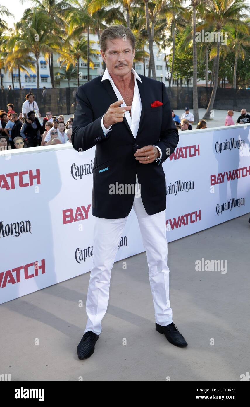 David Hasselhoff is seen during arrivals at the Baywatch World Premier ...