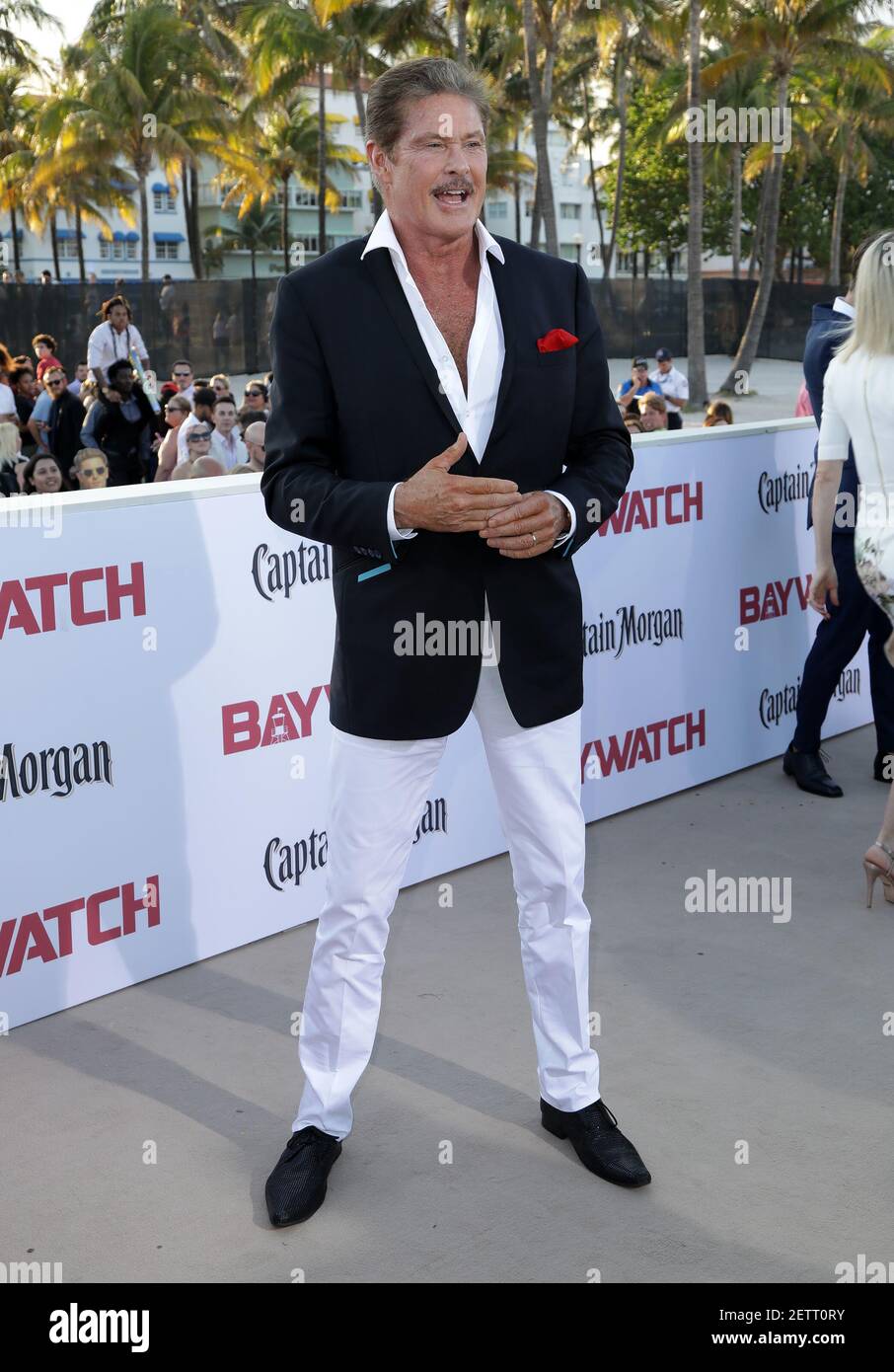 David Hasselhoff is seen during arrivals at the Baywatch World Premier ...