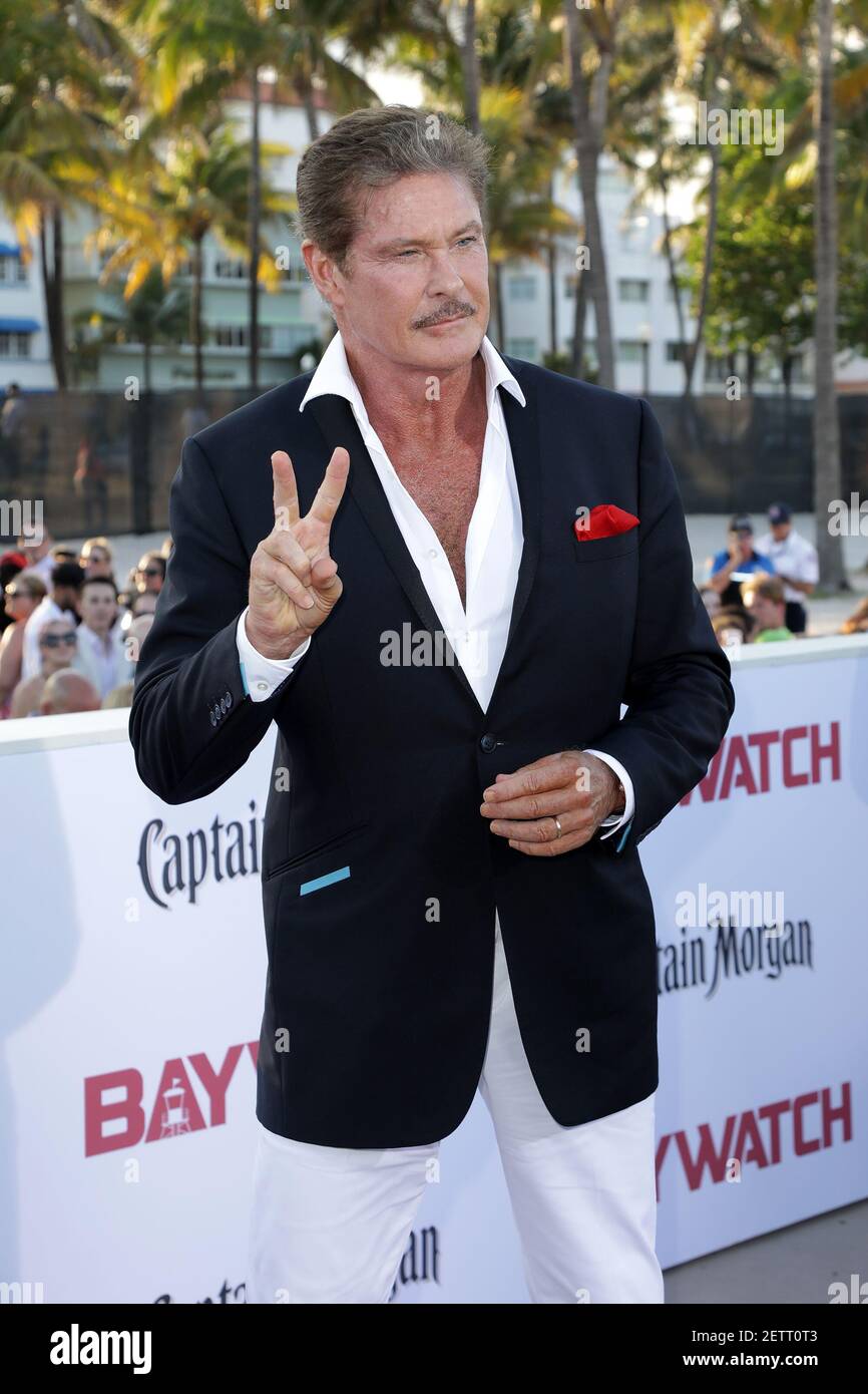 David Hasselhoff is seen during arrivals at the Baywatch World Premier ...